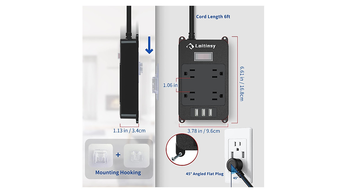 Outdoor Power Strip Weatherproof with 4 Outlets, Outdoor Surge ...