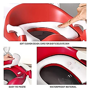Potty Training Toilet Seat for Kids with Non-Slip Step Stool Ladder,Children Toddler Folding Toilet Training Seat Chair with Soft Cushion and Handles, Height Adjustable Perfect for Girls and Boys(Red)