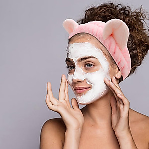 ANBALA Spa Headband for Washing Face Bunny Ears Headband Cute Animal Ear Headbands for Women Facial Headbands for Skincare Makeup Cosplay Microfiber Puffy Headbands (Pink, Gray, Blue)