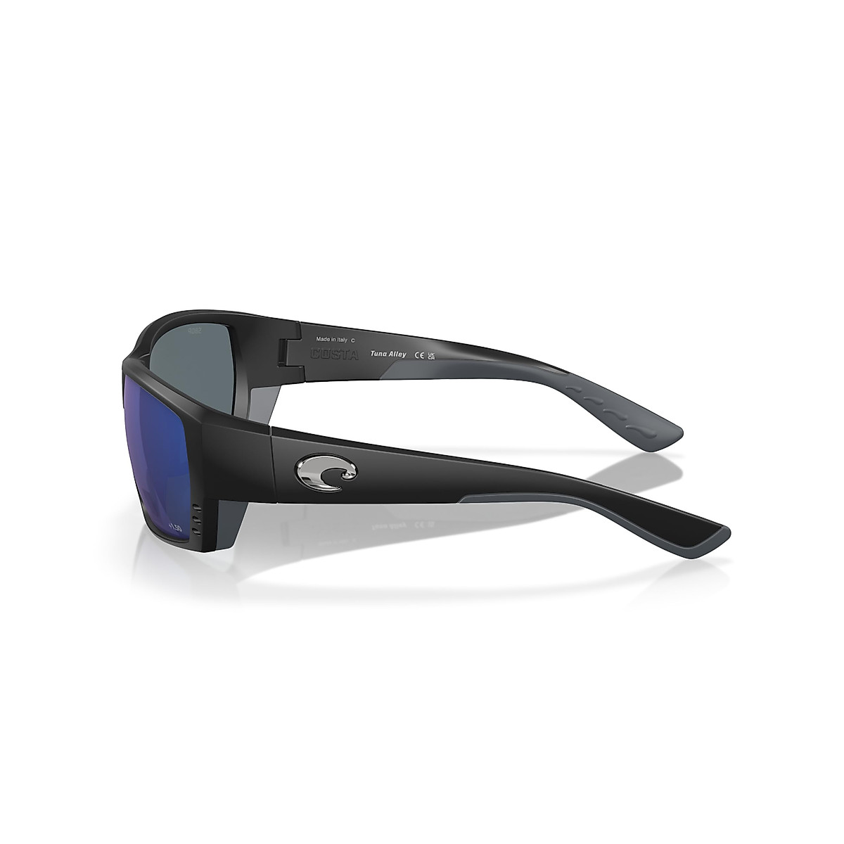 Costa Del Mar Man Sunglasses Matte Black Frame Blue Mirror Lenses - 62MM