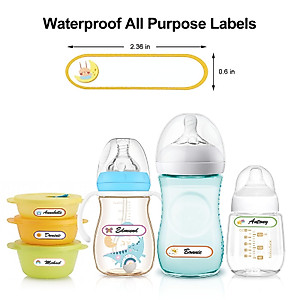 Waterproof Name Labels for Daycare - Name Stickers for Kids Stuff & School Supplies - Write on Baby Bottle Cup Labels - Dishwasher Safe - Pack of 120.