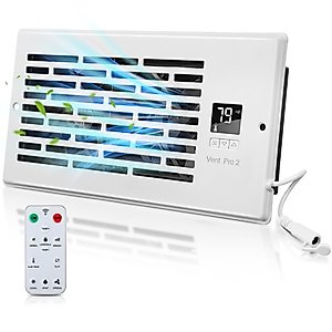 Feekoon 1 Pack Smart Quiet Register Booster Fan, 4'' x 10'' AC Vent Booster Fan with Intelligent Thermostat Control and Remote Control, Cooling Heating White Vent Fan Booster, 160 CFM