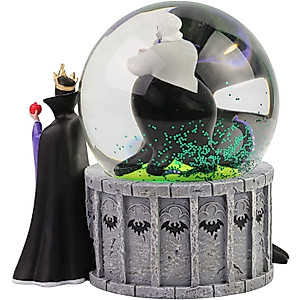 Department 56 Disney Villains Ursula, Maleficent and Evil Queen Lit Waterglobe Waterball, 5.91 Inch, Multicolor