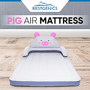 Restgenics Queen Air Mattress With Built in Pump - Queen Size Blow Up Mattress With Electric Air Pump, Inflatable Mattress, Toddler Floor Bed, Floor Mattress, Twin Air Mattress, Toddler Bed, Kids Bed