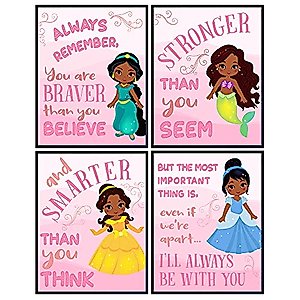 Black Girls Wall Art - African American Girl Wall Decor - Pink Princess Wall Decor - Toddler, Little Girls Bedroom Decor - Cute Girls Room Decor - Baby Girl Room Decorations - Positive Daughter Gifts