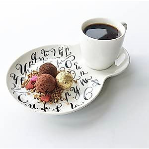 Truly.Madly Ink Armenian Alphabet Espresso Cups with Saucers, Set of 6, Armenian Coffee Cups with Handle, 3 oz. Porcelain Cups with Plates