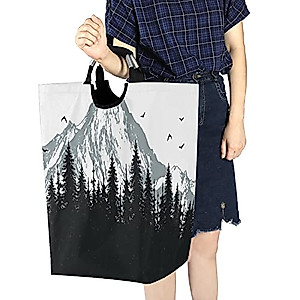 xigua Nature Mountains and Forest Laundry Basket Waterproof Clothes Hamper Collapsible Durable Dirty Clothes Large Storage Laundry Organizer