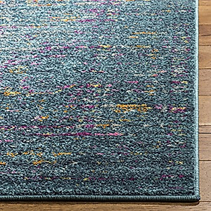 SAFAVIEH Madison Collection Area Rug - 5'1" x 7'6", Blue & Fuchsia, Boho Chic Distressed Design, Non-Shedding & Easy Care, Ideal for High Traffic Areas in Living Room, Bedroom (MAD122C)