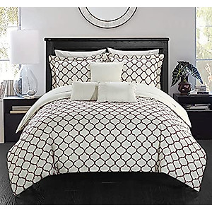 Chic Home 10 Piece Dorothy Comforter Set, King, Beige