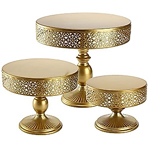 Peohud 3 Pack Metal Cake Stand, Round Dessert Holder, Cupcake Pastry Candy Display for Wedding, Anniversary, Birthday Party, 8"/10"/12"