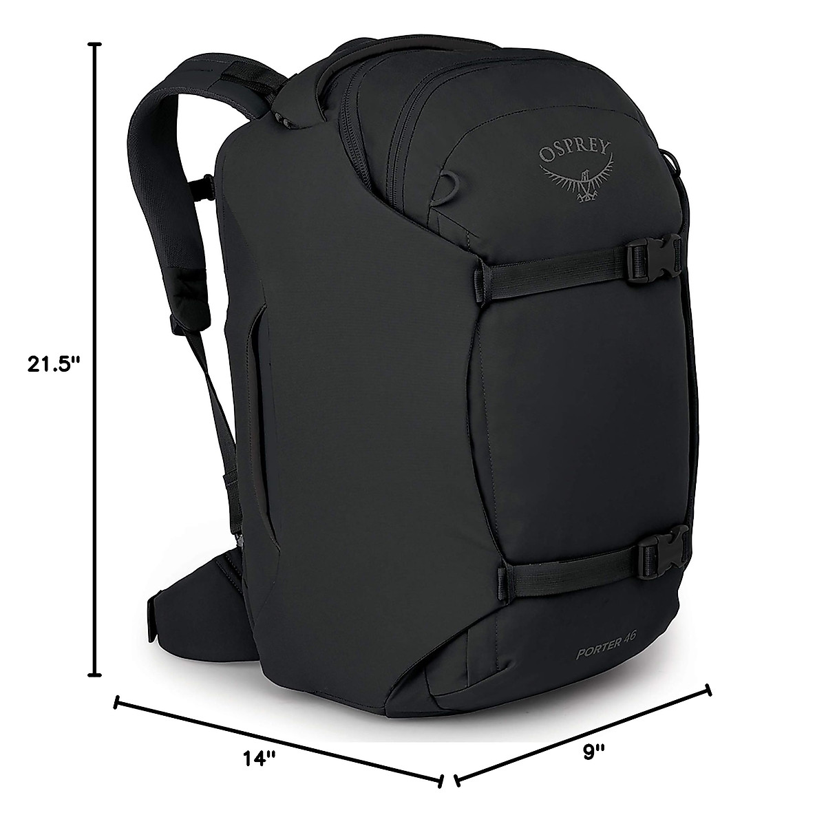 Osprey Porter 46 Travel Backpack, Black