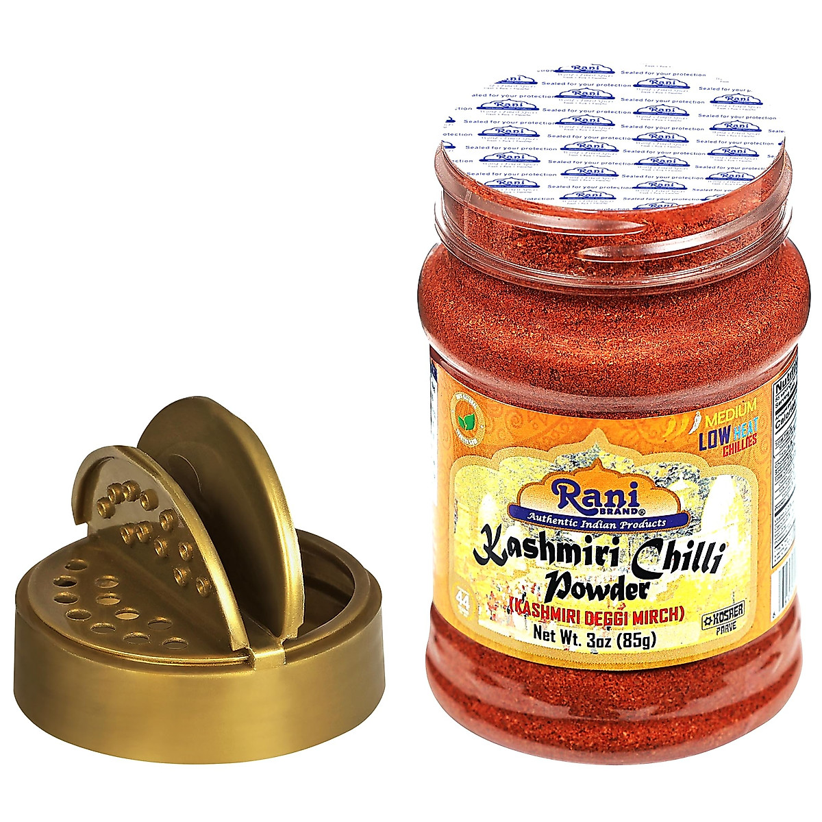 Rani Kashmiri Chilli Powder (Deggi Mirch, Low Heat) Ground Indian Spice 85g PET Jar ~ All Natural | Salt-Free | Vegan | Kosher | Gluten Friendly | Perfect for Deviled Eggs & Other Low Heat Dishes