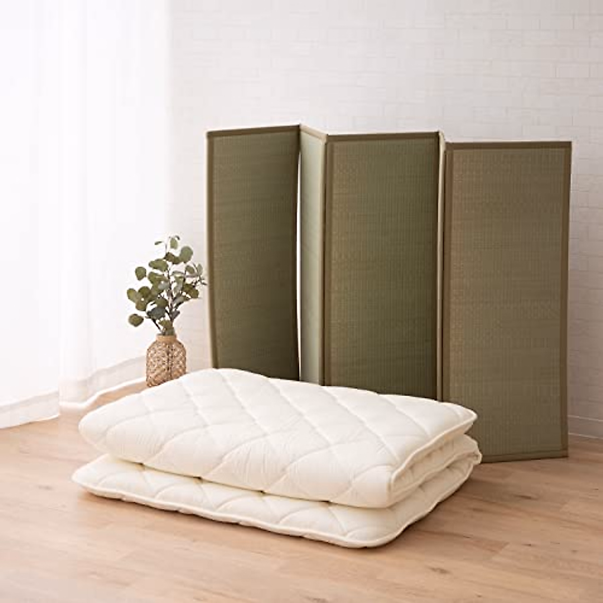 EMOOR Japanese Traditional Tatami Mat Twin-XL, Natural (Undyed), Made in Japan Tatami Floor Mats