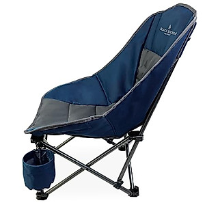 Black Sierra Deluxe Low Scoop Padded Camping Chair, Folding Event Chair with Cup Holder and Carrybag, Outdoor Portable Beach Chair Supports 250 Lbs, Event Chair, Camping Chair, Beach Chair