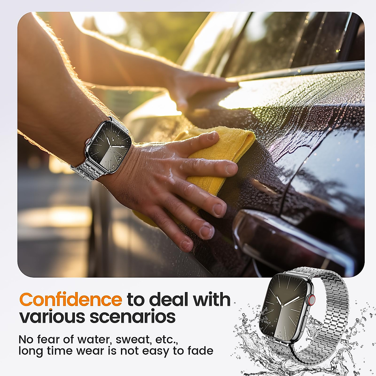 LETOID Magnetic Metal Bands Compatible with Apple Watch Ultra 2/Ultra Band 49mm 46mm 45mm 44mm 42mm 41mm 40mm 38mm, Men Stainless Steel Adjustable Strap for iWatch Series 10 9 8 7 6 5 4 3 2 1 SE