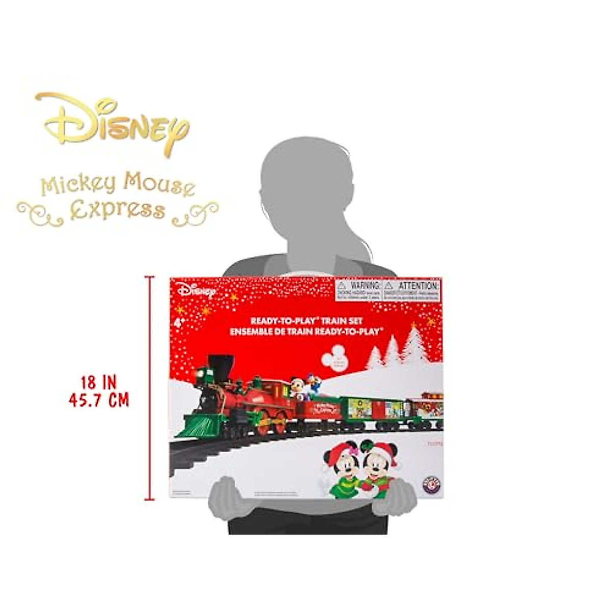 Lionel Battery-Operated Disney Mickey Mouse Express Toy Train Set with Locomotive, Train Cars, Track & Remote with Authentic Train Sounds, & Lights for Kids 4+