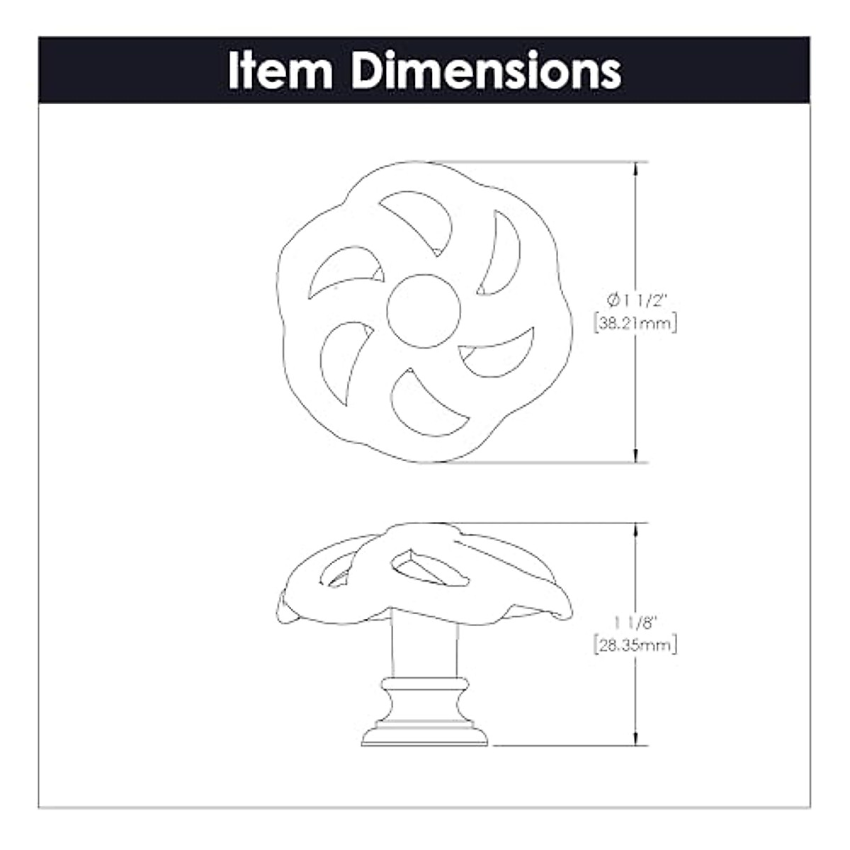 Hickory Hardware PA1312-RI-WOA 1 Charleston Blacksmith Knob, 1-1/2 Inch Diameter, Black Iron