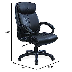 OfficeSource Sierra Series High-Back Executive Office Chair, Black