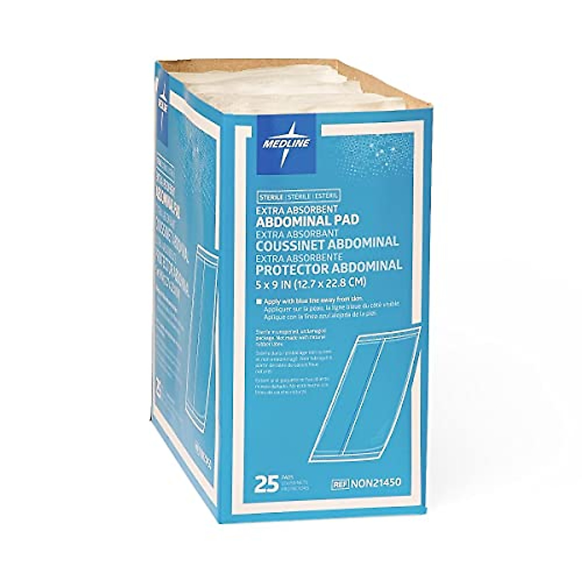Medline Medline Sterile Abdominal Pad, NON21450H, 5 inch x 9 inch, 2 Packs of 25 Count