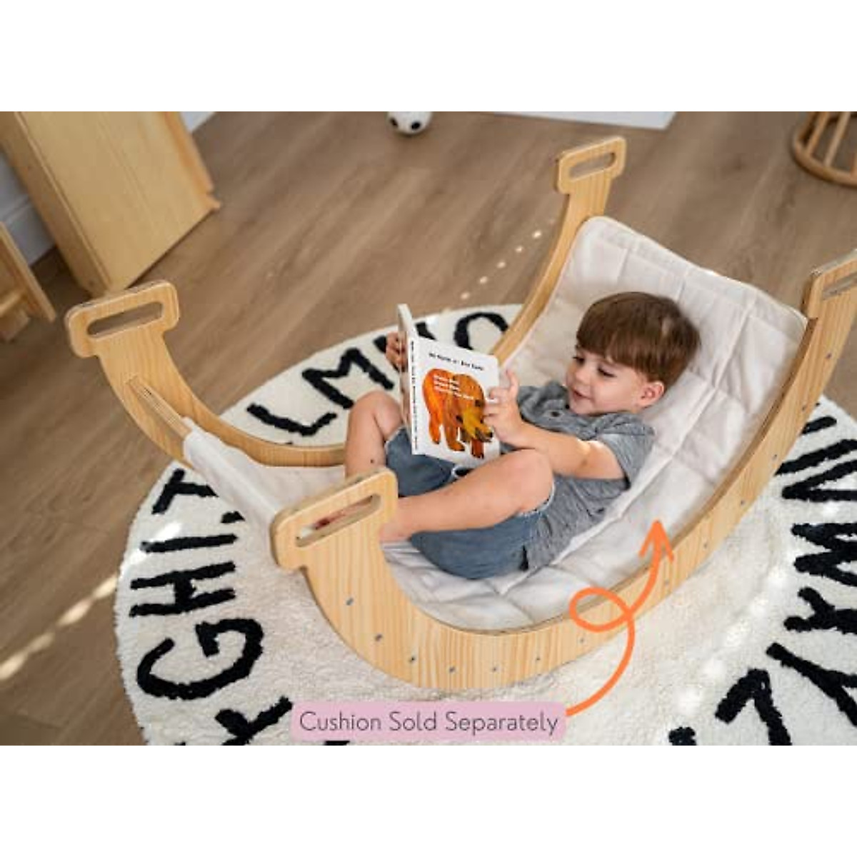 Avenlur Hazel 5-in-1 Indoor Gym Playset for Children - Montessori Waldorf Style with Triangle Ladder, Climbing Ramp, Arch Climber, Rocker, and Slide - Playground for Toddlers & Kids (18m-6yrs) Natural