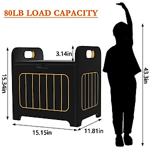 Aenuert Kids Storage Chests & Trunks Black Toy Storage Chests, Small Cube Storage Box Organizer,Wooden Storage Bin With Handle For Store Toy Books Clothes,Small Square Nightstand For Entryway,Bedroom