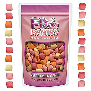 Freeze Dried Fruit Bursts Candy - Mini Original Hard Candy Mix 5oz Treat Snack Gift Bag Cherry, Strawberry, Lemon, Orange Candies Freeze-Dried Candies