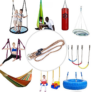 Ymeibe Porch Bench Swing Nylon Ropes Indoor Outdoor 8 ft Extra Long Adjustable Hammock Swinging Chair Straps Hanging Kit for Adjustment or Extension - Holds to 700lbs Set of 2