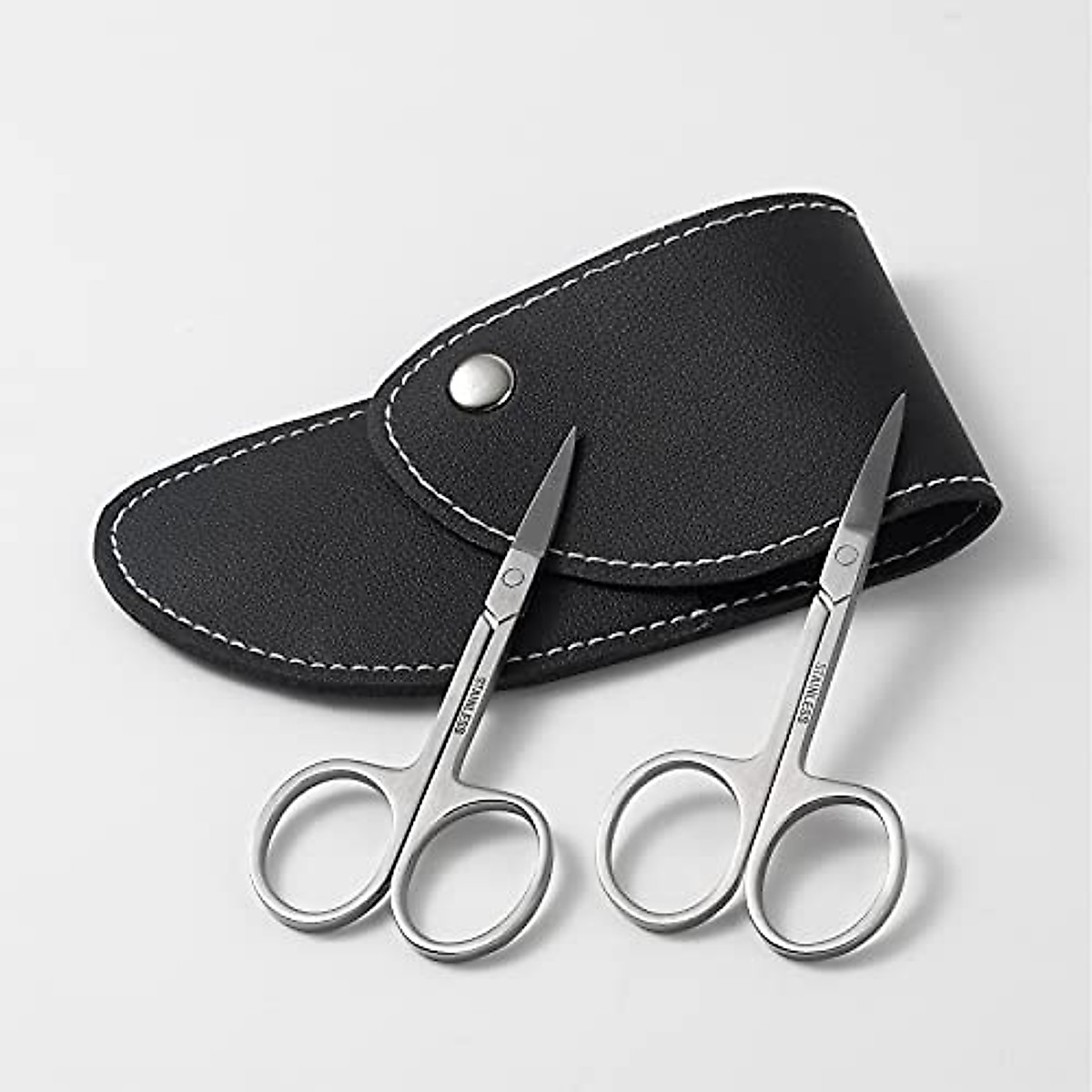 BEZOX Premium Nail Scissors 2PCS,  Professional Curved and Stright Manicure Scissors - Multi-purpose Stainless Steel Beauty Grooming Scissor for Nail, Facial Hair, Eyebrow, Eyelash, Dry Skin