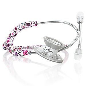 MDF Sugar Skull Silver MD One Epoch Lightweight Titanium Stethoscope, Adult, Sugar Skull Tube, Silver Chestpieces-Headset, MDF777TSK