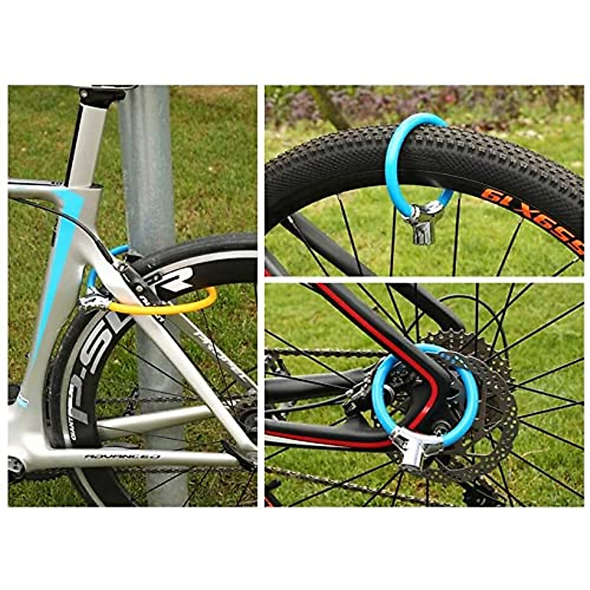Bicycle Lock Portable Mini Ring Lock Anti-Theft Steel Cable Lock, Suitable for Mountain Road Bike Riding Equipment Accessories(Color:Blue)