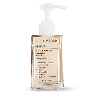 Luxe Cleanser All-in-One Hypoallergenic Face Cleanser + Natural Makeup Remover Face Wash + Exfoliator for All Skin Types – No Parabens, No Silicones – W/ Organic Botanicals: Thyme, Pineapple & Papaya