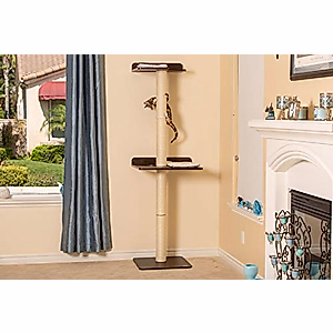 PetFusion Ultimate Cat Climbing Tower & Activity Tree. (24 x 20.8 x 76.8 inches (lwh) Tall Sisal Scratching Posts, Modern Wall Mounted cat Furniture, Espresso Finish). 1 Year Manufacturer Warranty