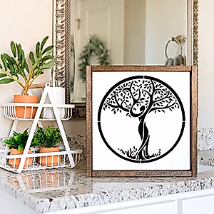 Tree Stencils Tree of Life Stencil for Painting on Wood Airbrush Natural Plants Small Palm Tree Drawing Templates for Canvas Wall Floor Decor DIY Art Crafts and Decorations (12pcs 5.9in Tree)