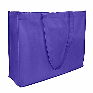 DALIX 20" Extra Large Reuseable Eco-Friendly Recycled Material Tote Bag in Purple