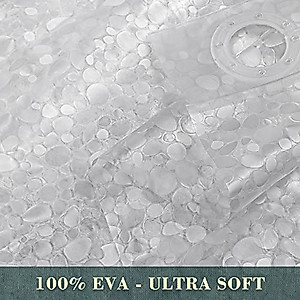 ABLUEN No Hook Shower Curtain or Liner - 8G Heavy Duty Cobblestone Bathroom Shower Curtain No Hooks Required, Waterproof Plastic & PVC Free, Standard Size 71 x 74, Pebble