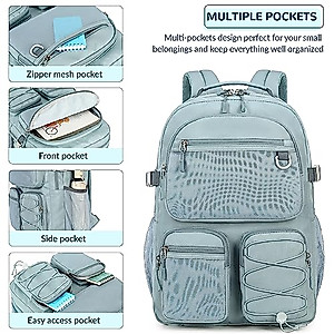 Lohol Water Resistant Daypack with Mulitiple Pockets for Travel Outdoor College, 15.6 inch Laptop Backpack for Men and Women (Grey