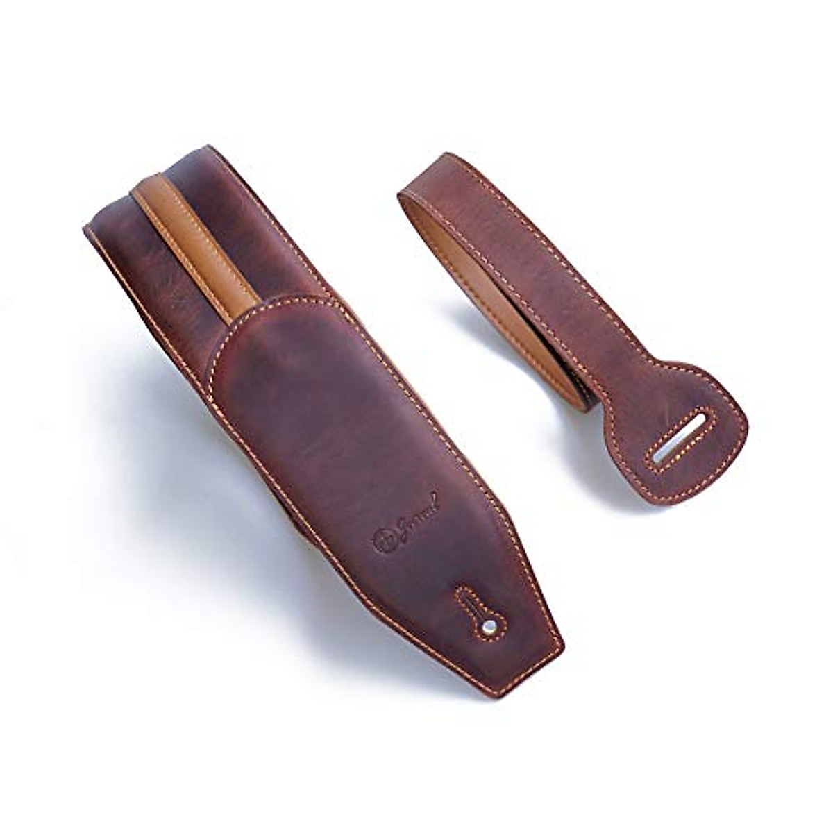 Jeereal Full Grain Genuine Padded Soft Leather Guitar Strap（3.0 Inches Width） for Electric, Acoustic, and Bass Guitars (Rust Red)