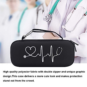 BOVKE Hard Stethoscope Case for 3M Littmann Classic III, Lightweight II S.E, Cardiology IV Diagnostic, MDF Acoustica Deluxe Stethoscopes - Extra Room for Taylor Percussion Hammer and Penlights, Black