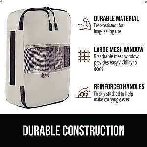 Gorilla Grip 6 Piece Packing Cubes Set, Compression Space Saving Organizers for Suitcases and Luggage, Mesh Window Bags, Travel Essentials for Carry On, Clothes and Shoes, Cube with Zipper, White