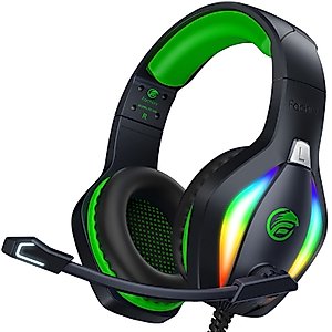 Fachixy「2024 NEW」FC100 Gaming Headset with Microphone for PS4/PS5/PC/Nintendo Switch, Xbox One Headset with RGB Light, Computer Gamer Headset with Mic