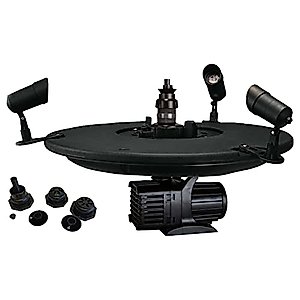 HALF OFF PONDS Aqua Marine Floating Fountain with Large Float, (3) Spray Pattern Nozzles, 3,000 GPH Pump with 100' Cord and (3) 3-Watt Color Changing Light Kit with Remote - AQF30003X3-100