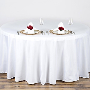 TABLECLOTHSFACTORY 90 Inch White Round Tablecloth - Linens Polyester Table Cloth, Stain and Wrinkle Resistant Washable Table Cover for Wedding, Party, Banquet, and Restaurant
