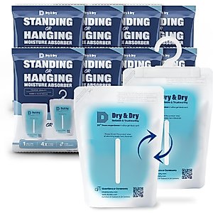 Dry & Dry 8 Packs Hybrid Moisture Absorbers & Musty Odor Eliminator Dehumidifier to Control Excess Moisture for Basements, Closets, Bathrooms, Laundry Rooms. Moisture Absorbers