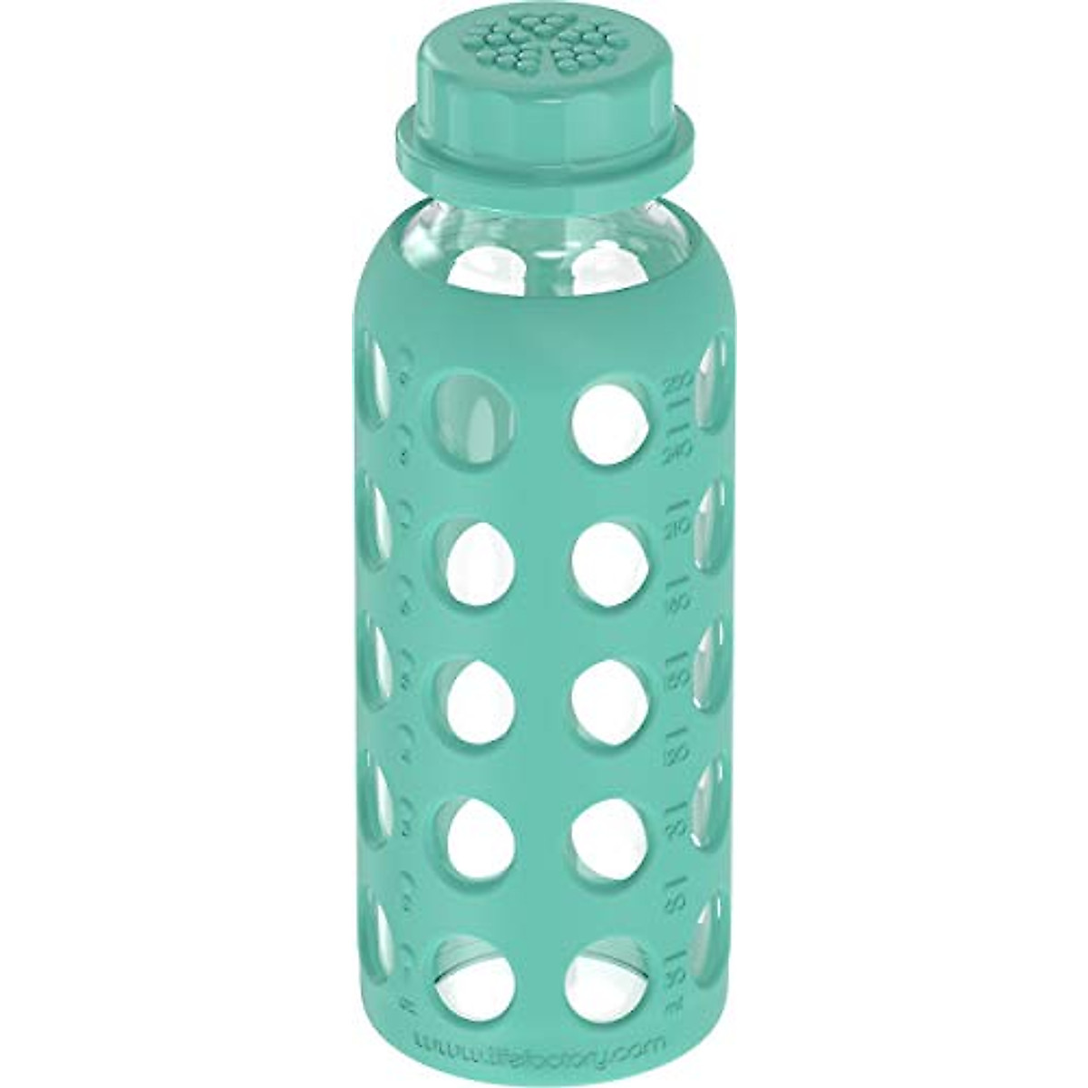 Lifefactory 9-Ounce Glass Water Bottle with Flat Cap and Silicone Sleeve Kale