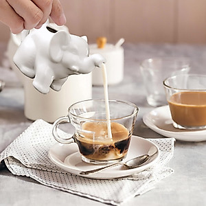 HIC Elephant Creamer with Handle, Fine White Porcelain, 9-Ounces