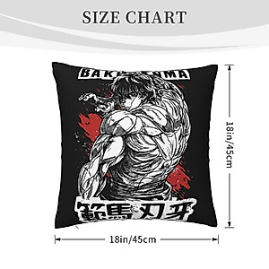 Flokoo Anime Baki The Grappler Baki Hanma Throw Pillow Cases Dorm Decor for Bedroom Living Room 18x18 Inch