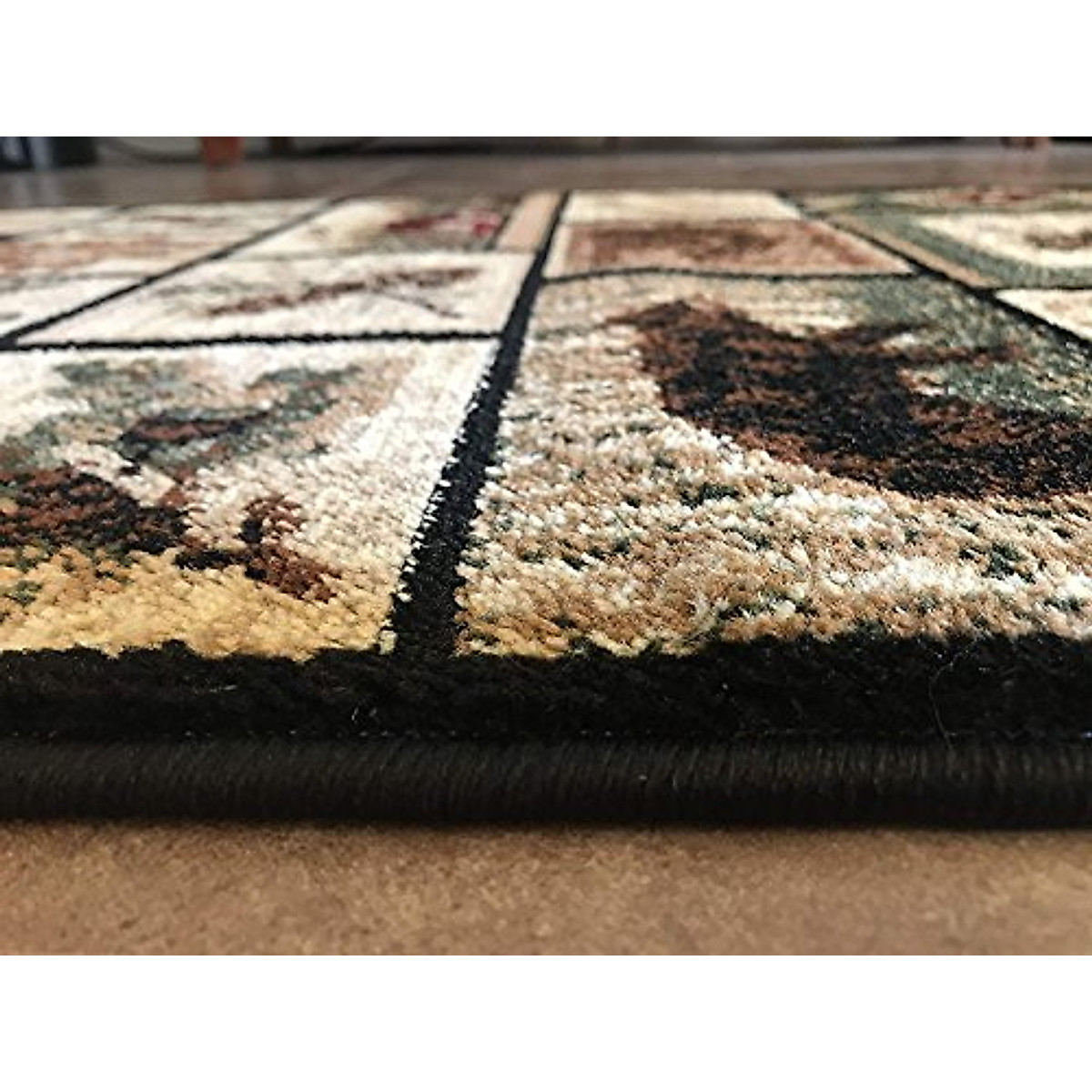 Carpet King Cabin Style Area Rug Rustic Western Country Bear Elk Deer Bear Wildlife Lodge Native Design 386 (5 Feet 2 Inch X 7 Feet 3 Inch)