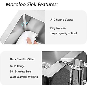 Mocoloo 33 Inch Farmhouse Sink Double Bowl 50/50 Stainless Steel 16 Gauge Apron Front Farm Kitchen Sink