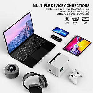 ONE·MIX 2023 Upgraded Mini Projector with WiFi and Bluetooth, Indoor Video Projector Home Theater HD 1080P, portable Outdoor Movie Projector for HDMI/USB/Smarphone/Laptop/PS5