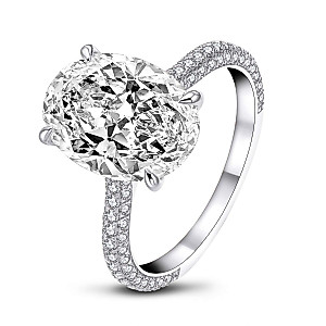 AINUOSHI 925 Sterling Silver Women Wedding Rings 5 Carat Oval Cut Cubic Zirconia Engagement Ring(6.5)